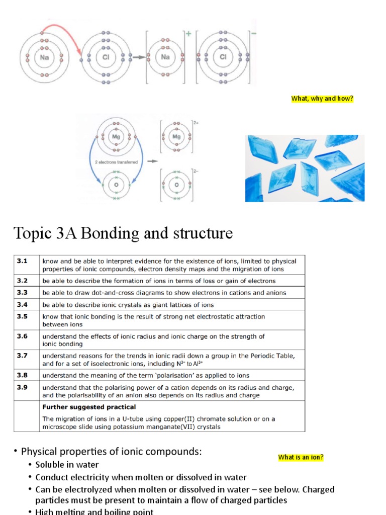 Topic 3A Bonding and Structure Nov 14 I | PDF | Chemical Bond | Ionic ...