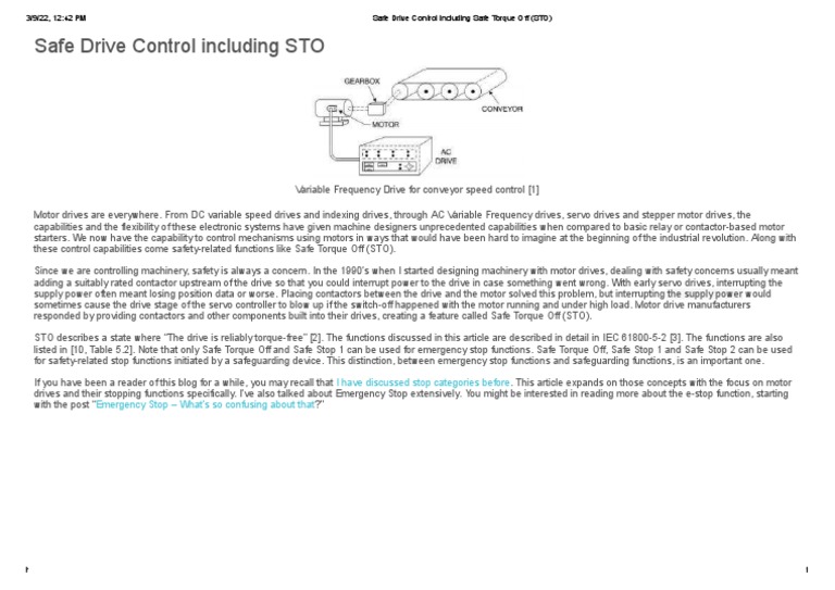 Safe Drive Control Including STO: I Have Discussed Stop Categories ...