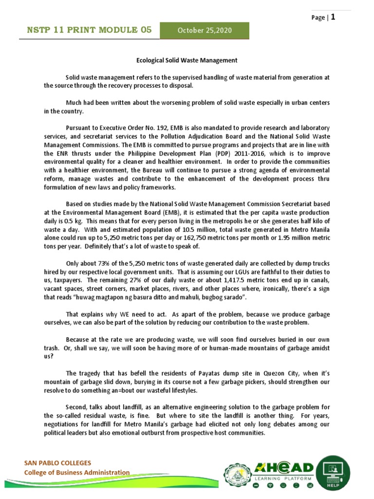 Module 5 Solid Waste Management | PDF | Particulates | Ozone