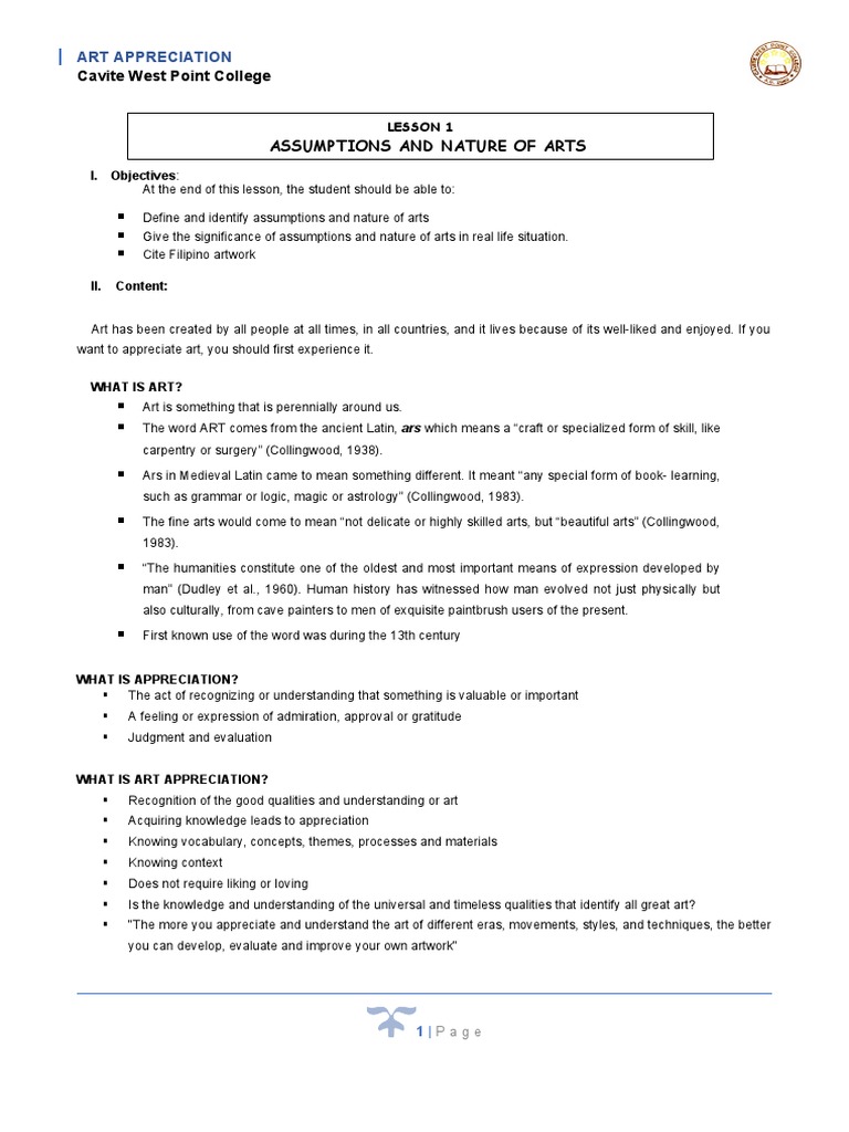 Module 1 - Art Appreciation | PDF | Experience | Representation (Arts)