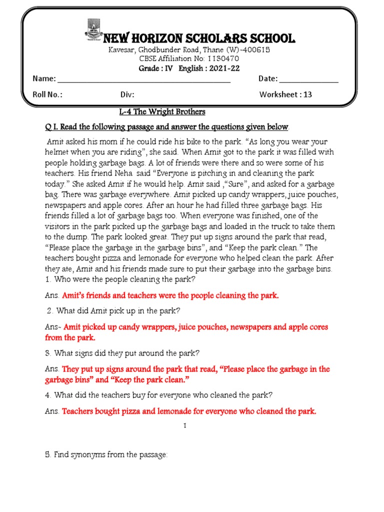 Wright Brothers Reading Comprehension | PDF