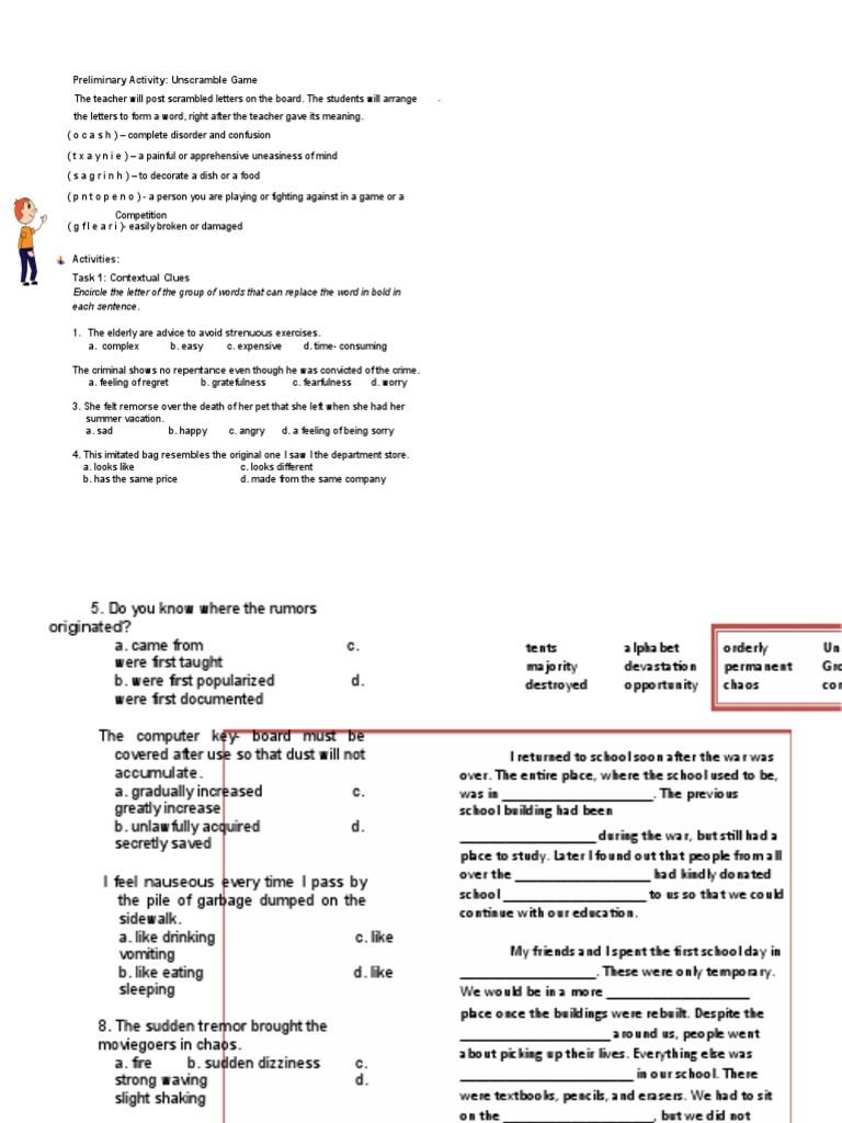 Activity Sheet Unlocking Difficulties1 | PDF