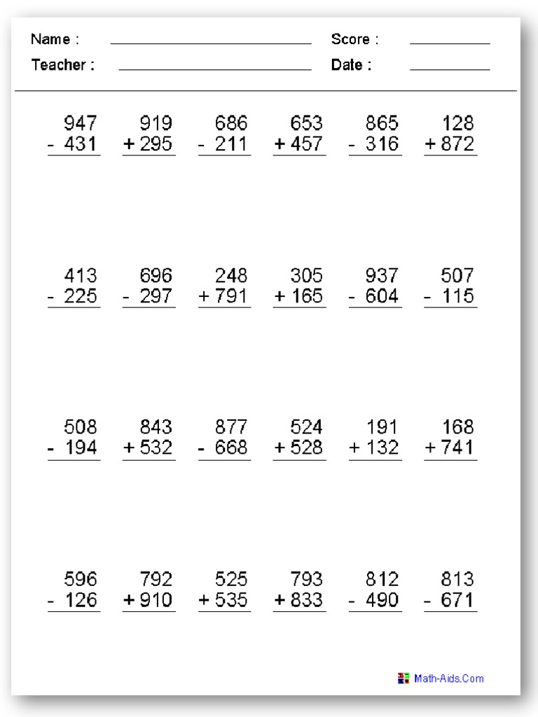 3 Math Worksheet | PDF