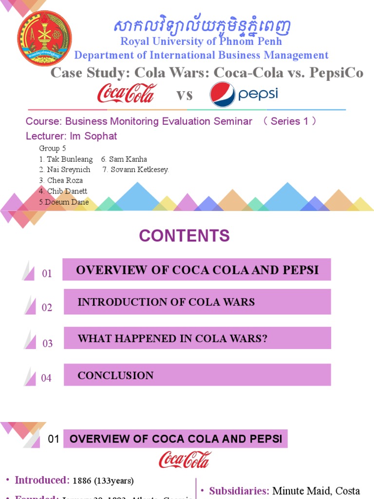 Case Study: Cola Wars: Coca-Cola vs. Pepsico | Download Free PDF | Pepsi | Coca Cola