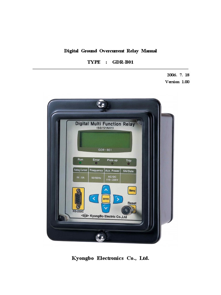 Digital Ground Overcurrent Relay Manual Type: Gdr-B01 | PDF | Relay ...