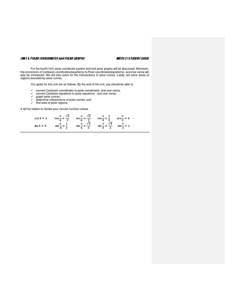 MATH 27 Lecture Guide Unit 4 For AY 2018 2019 | PDF | Cartesian ...