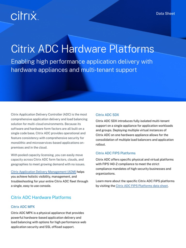 Citrix Adc Hardware Platforms | PDF | Power Supply | Transport Layer ...