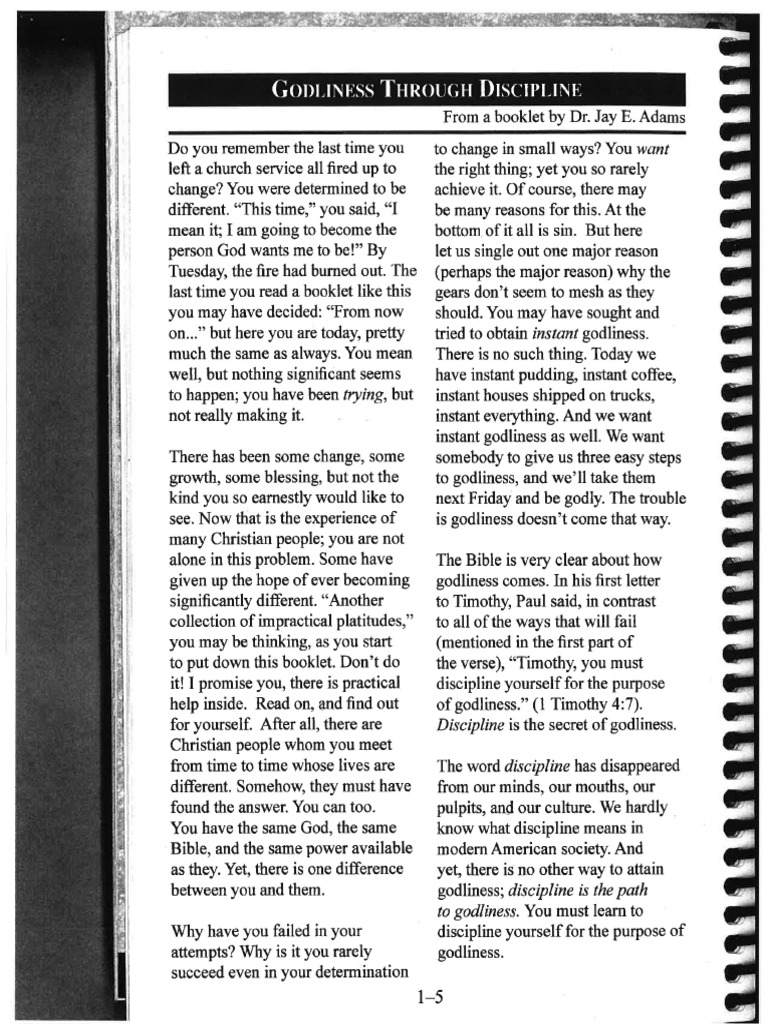 Godliness Through Discipline | PDF