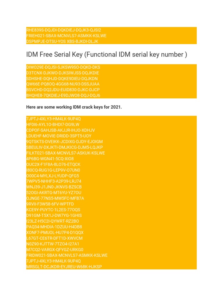 IDM Free Serial Key (Functional IDM Serial Key Number) : Here Are Some Working IDM Crack Keys ...