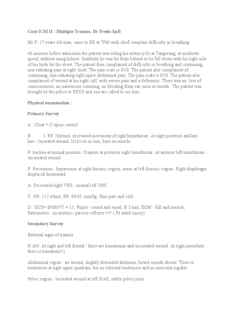 Multiple Trauma Case Management | PDF | Shock (Circulatory) | Physiology