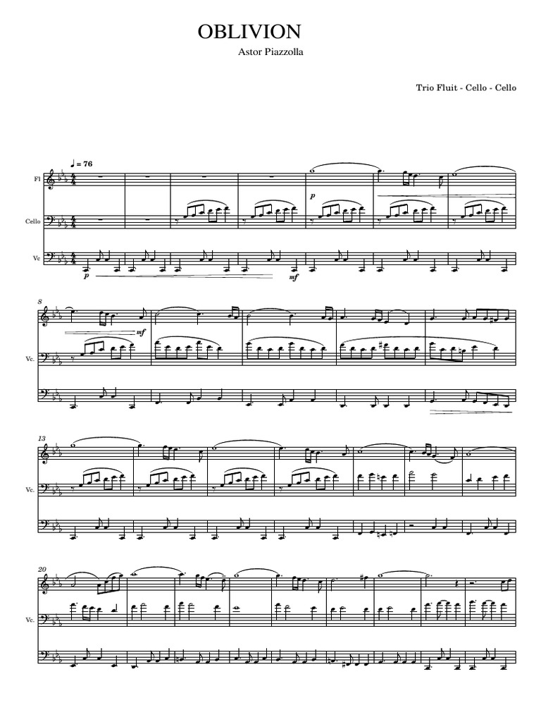 Oblivion Trio Flute Cello Cello | PDF