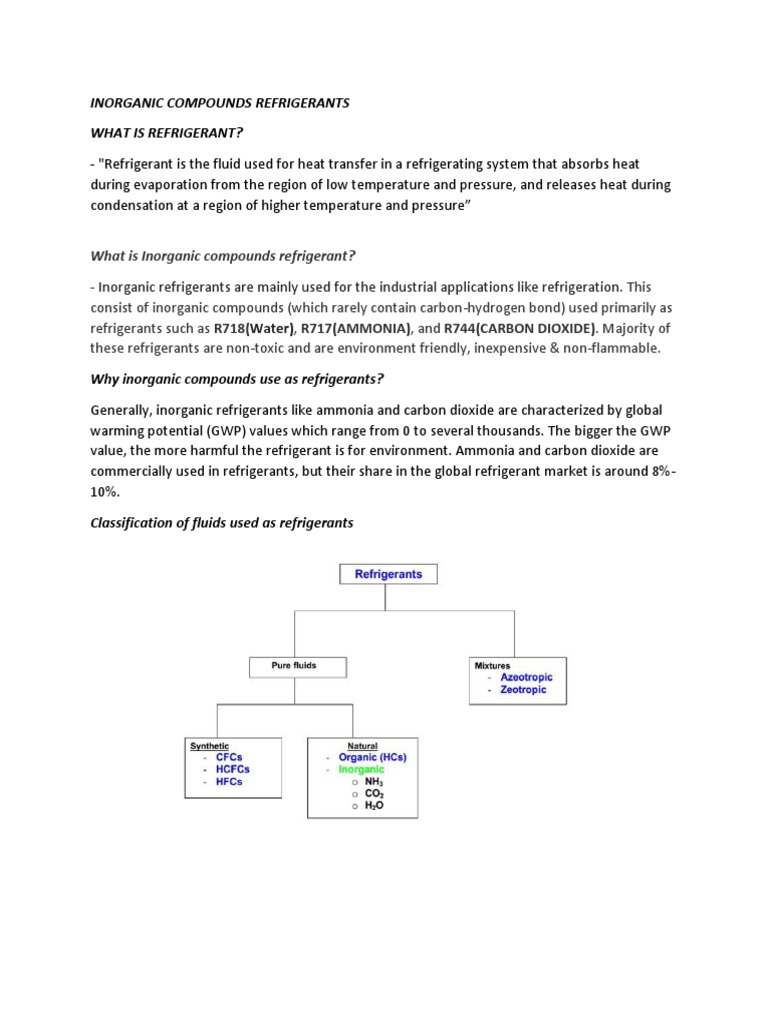 Inorganic Refrigerants Overview | PDF | Ammonia | Carbon Dioxide