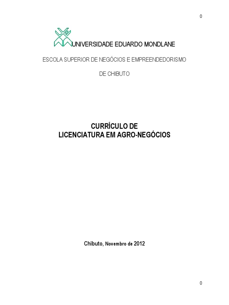 Licenciatura em Agro-Negócios UEM Chibuto | PDF | Aprendizado ...
