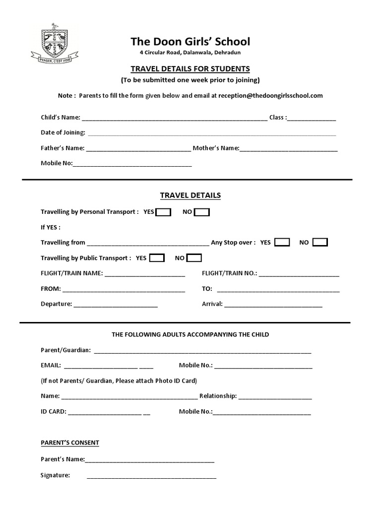 Travel Consent Form DGS DBS | PDF