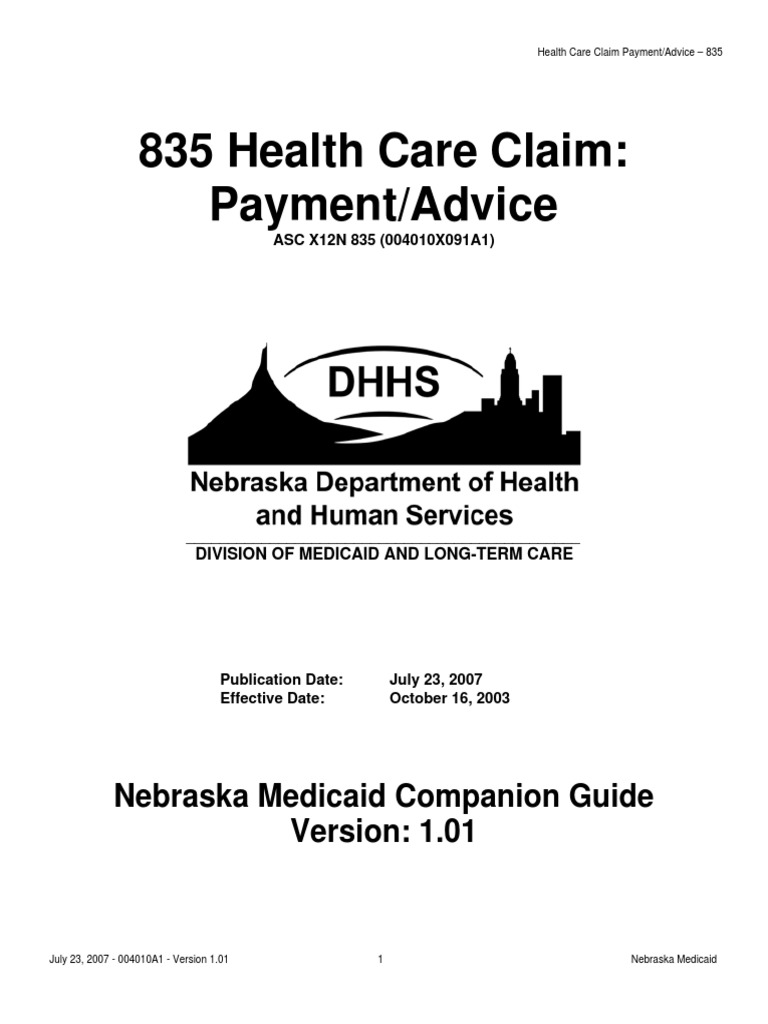 835 Health Care Claim: Payment/Advice: Nebraska Medicaid Companion ...