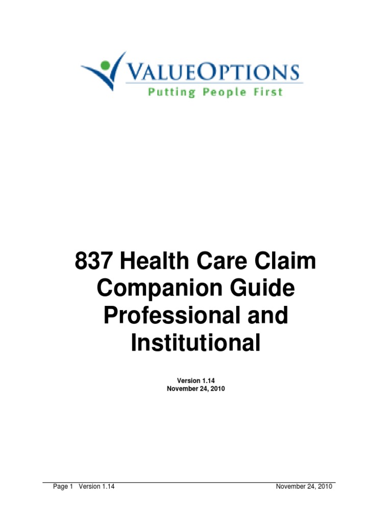 837 Health Care Claim Companion Guide Professional and Institutional ...