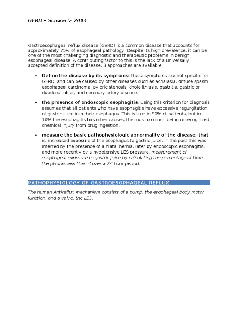 GERD: Pathophysiology and Management | PDF | Gastroesophageal Reflux ...