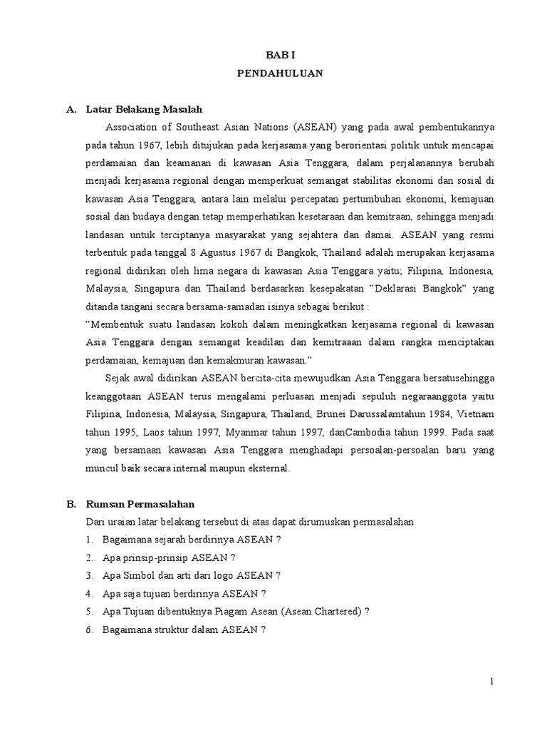 Tujuan dan Sejarah Pembentukan ASEAN | PDF