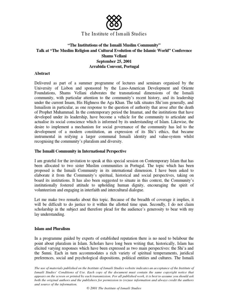 The Institute of Ismaili Studies | PDF | Isma'ilism | Shia Islam