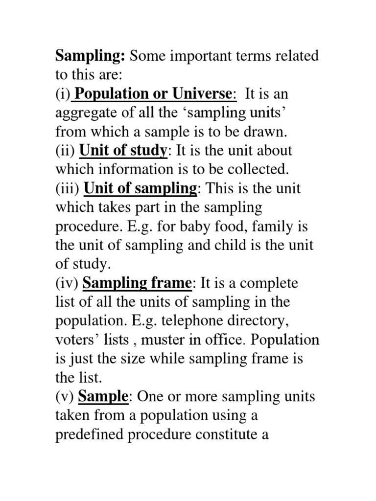 Sampling: Some Important Terms Related | PDF | Sampling (Statistics ...