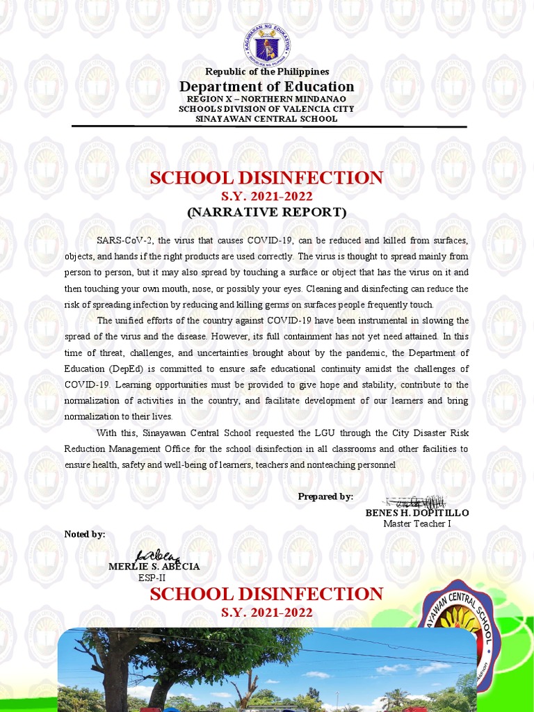 Ensuring Health and Safety Through School Disinfection: Sinayawan ...