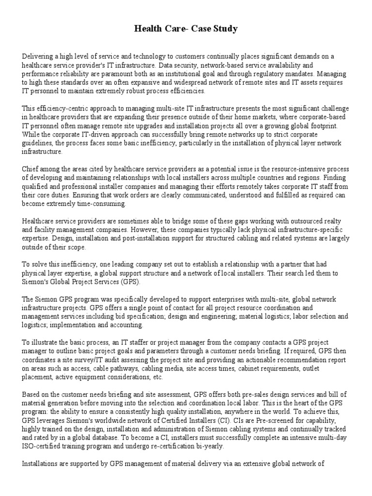 Case Study - HealthCare | PDF | Computer Network | Health Care