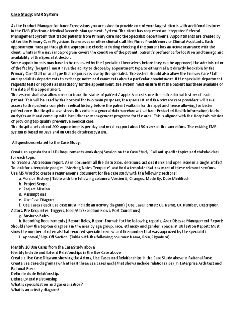 Case Study: EMR System | PDF | Electronic Health Record | Primary Care