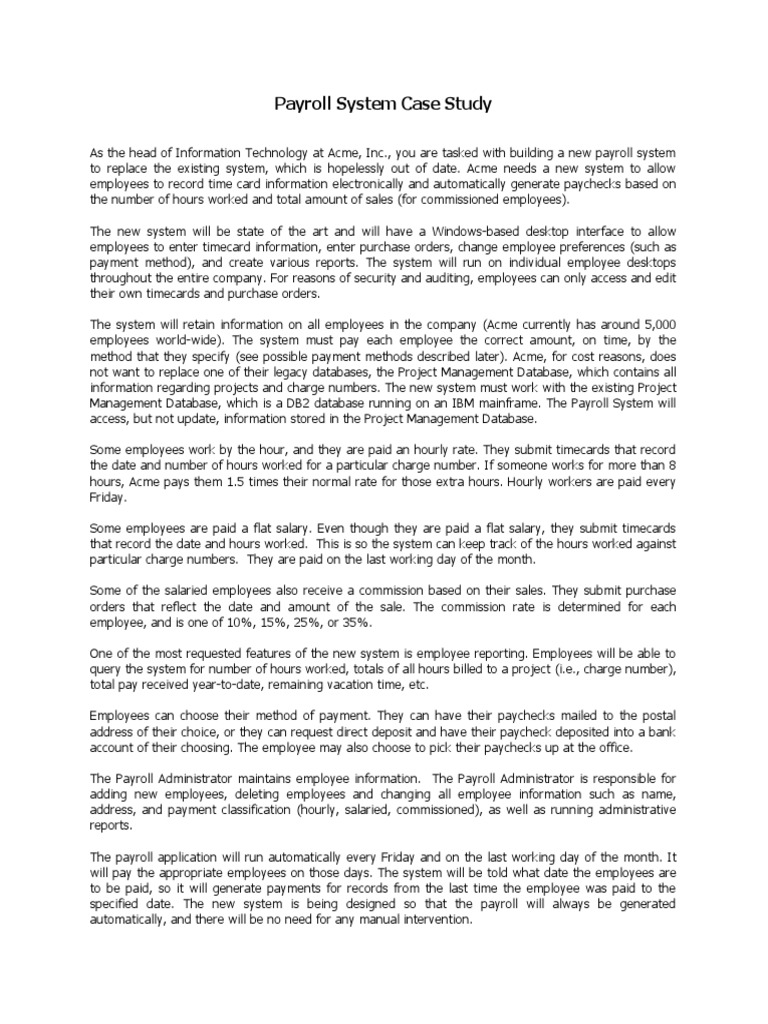 Problem Statement On Payroll System | PDF | Paycheck | Databases