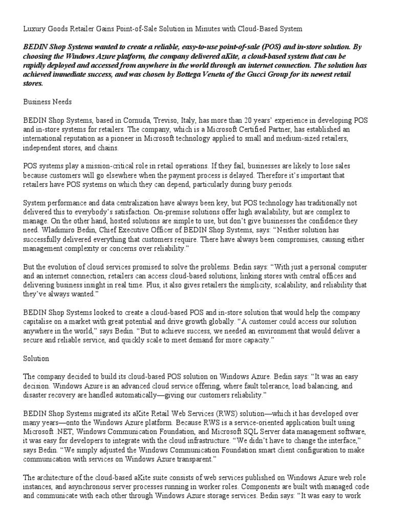 Problem Statement - Cloud-Based POS Solution | PDF