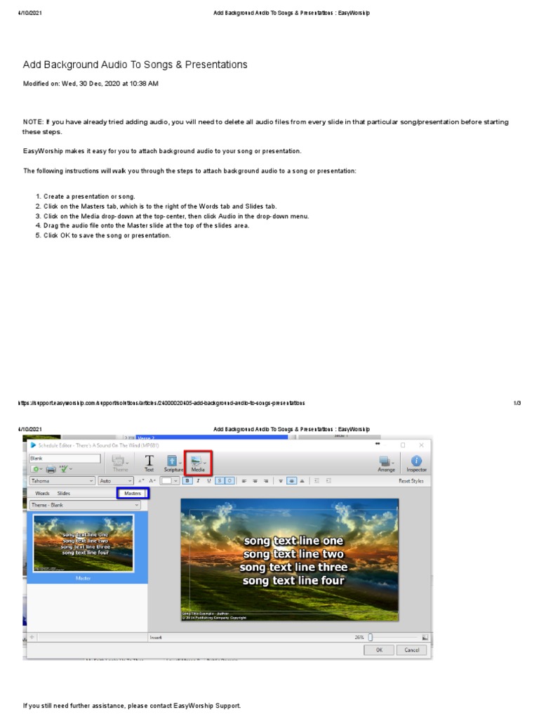 Adding Background Audio in EasyWorship | PDF | Software | Computer ...