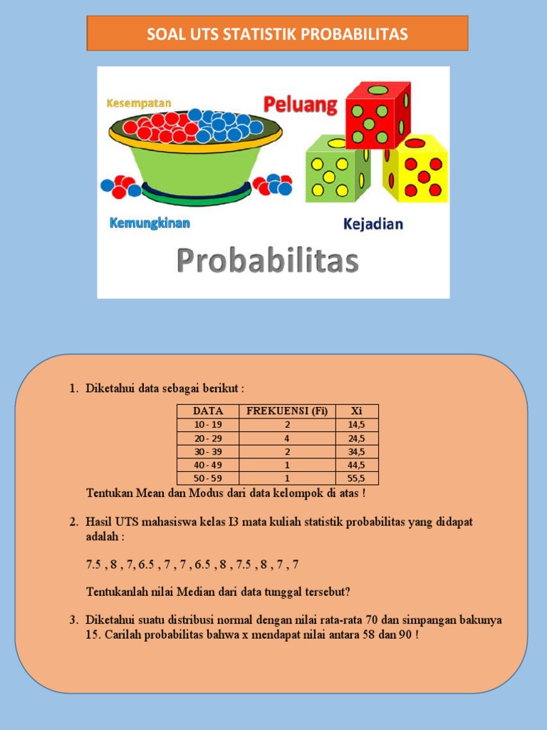 Soal Uts Statistik Probabilitas | PDF | Metode & Bahan Ajar