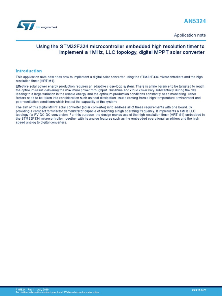 Using The Stm32F334 Microcontroller Embedded High Resolution Timer To ...