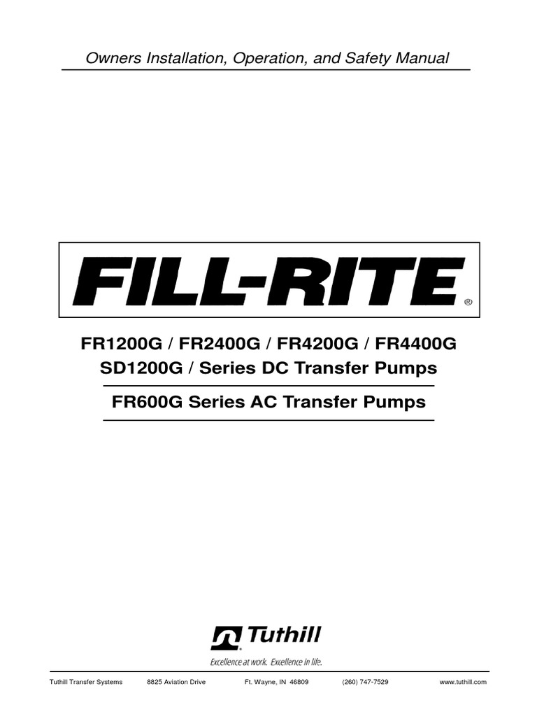 Fillrite fr1200 Operation | PDF | Electrical Wiring | Pump