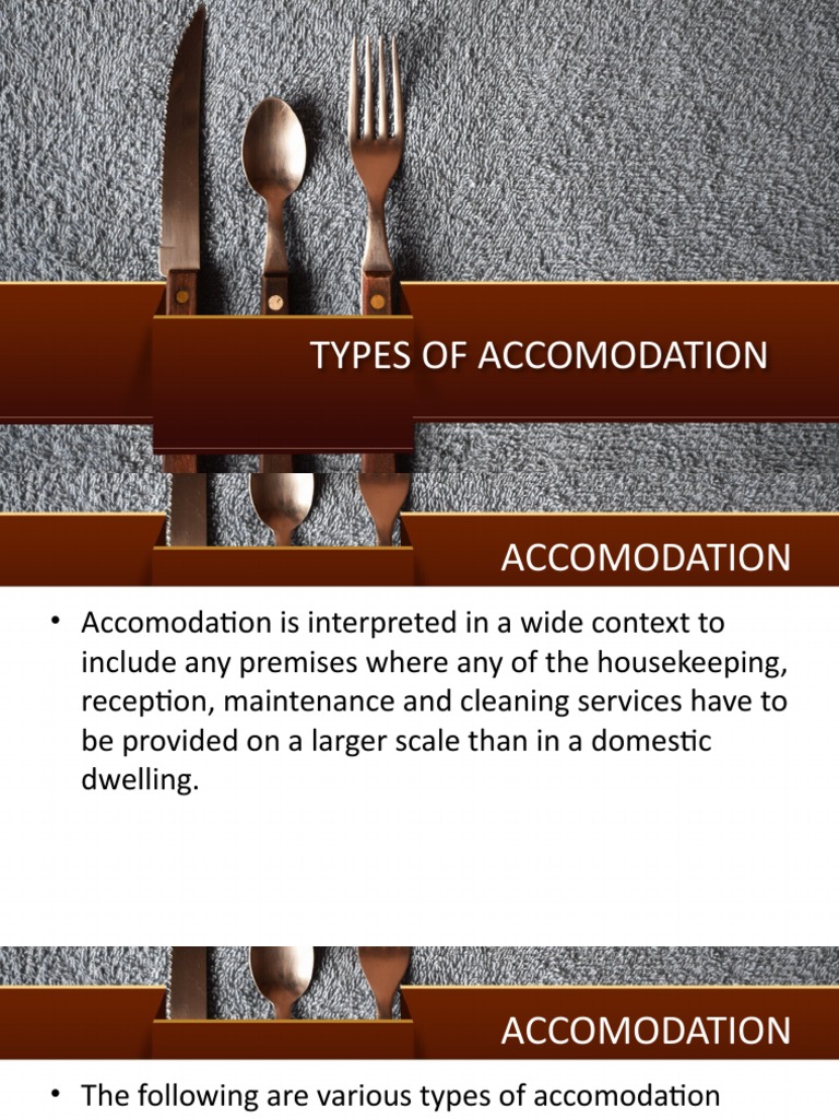 Types of Accomodation | PDF | Hotel | Hospitality Industry
