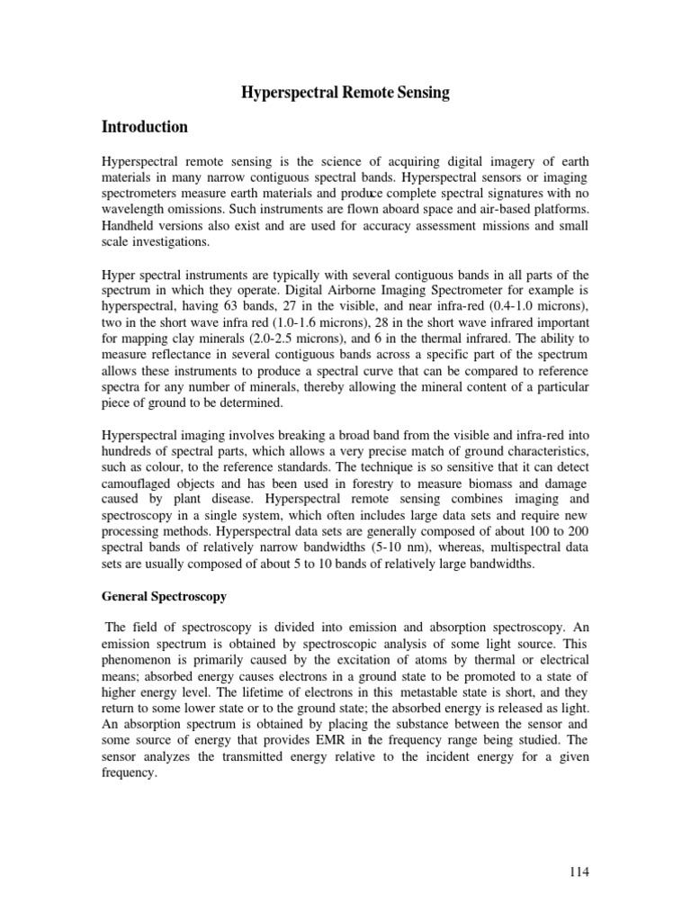 Hyperspectral Remote Sensing Overview | PDF