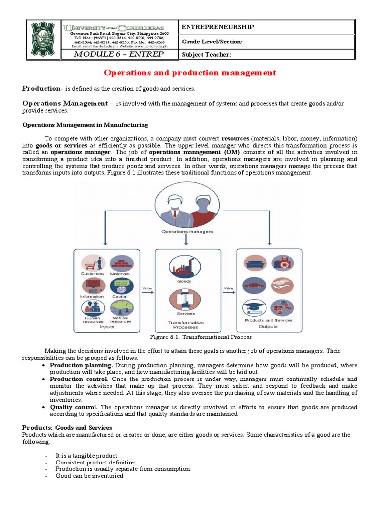MODULE-6-Entrep Operations and Production Management | PDF | Operations Management | Customer
