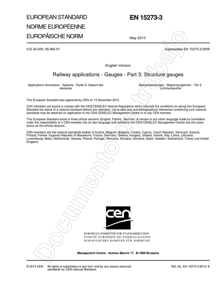 En 15273-3 | Download Free PDF | Rail Transport | Transport