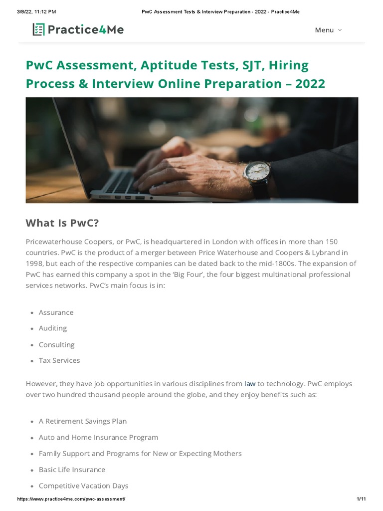 PWC Assessment Tests & Interview Preparation - 2022 - Practice4Me | PDF ...