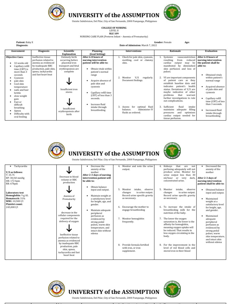 NCP (Anemia of Prematurity) | PDF | Anemia | Physiology
