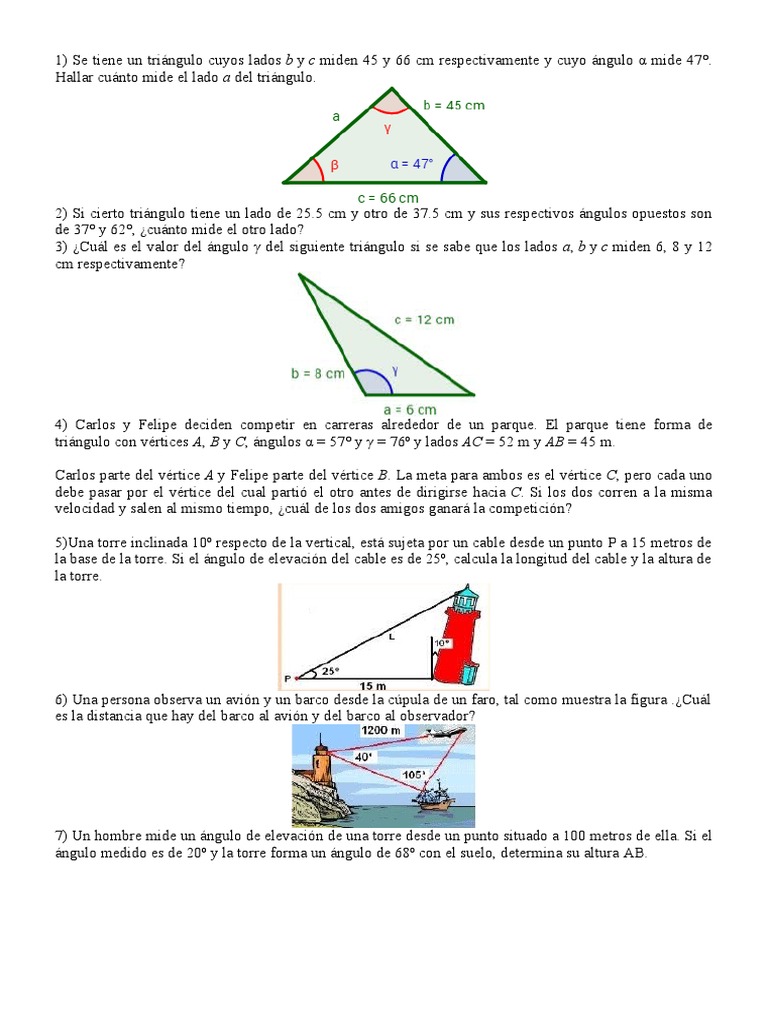 Problemas De Triángulos Y Ángulos Pdf Triángulo Geometría Elemental