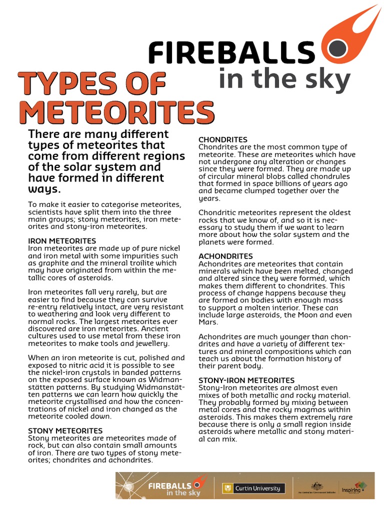 Types of Meteorites | PDF | Meteorite | Planetary Science