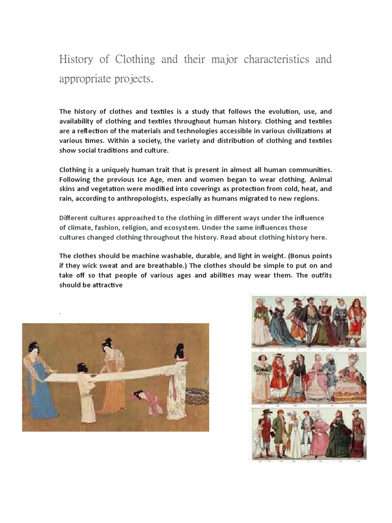 History of Clothing and Their Major Characteristic | PDF