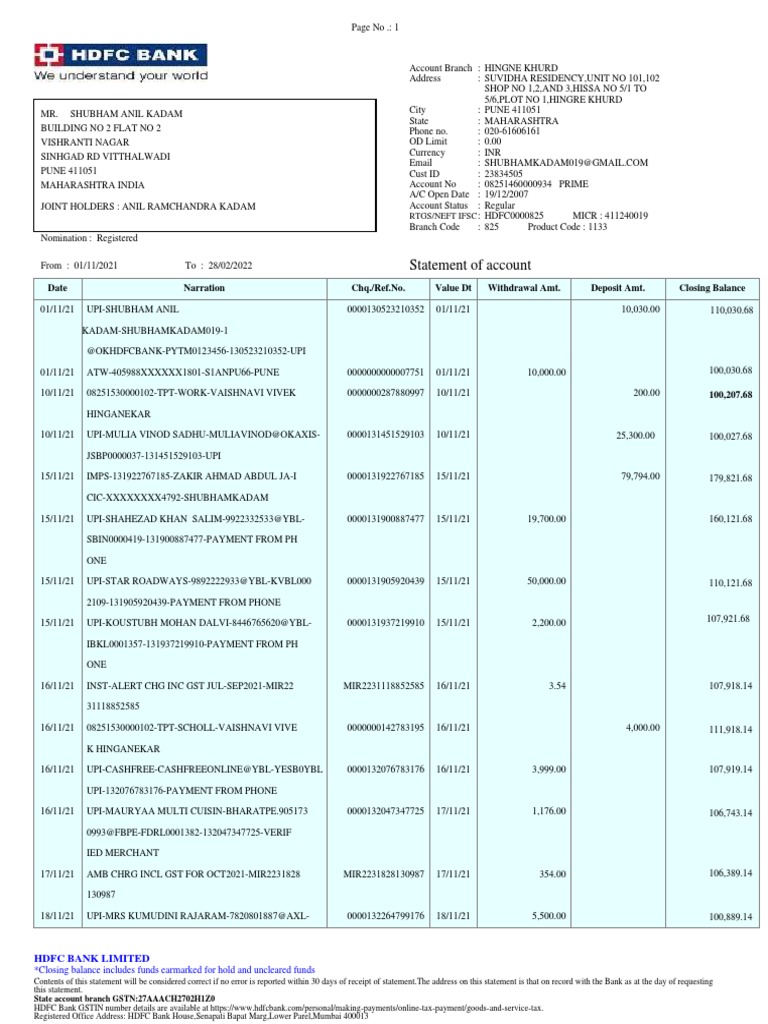 Acct Statement - XX0934 - 28022022 | PDF | Debits And Credits | Trade