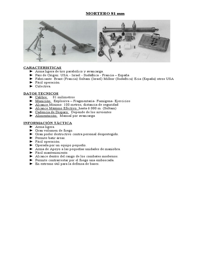 MORTERO 81 MM | PDF | Mortero (Arma) | Munición