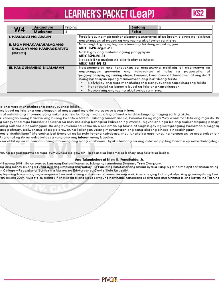 Q4 Filipino 5 Week4 | PDF