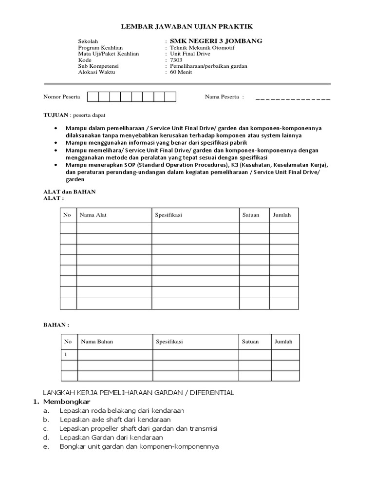 Job Sheet (Gardan) | PDF