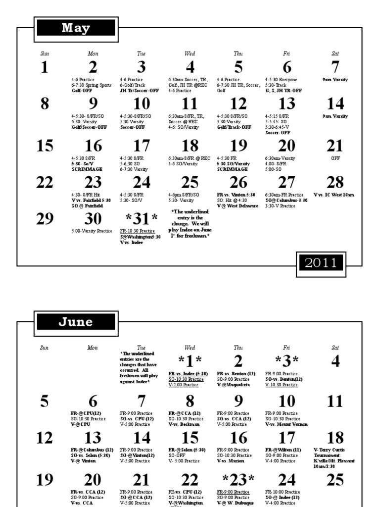 2011 Baseball Calendar | PDF | Amateur Sport | Sports