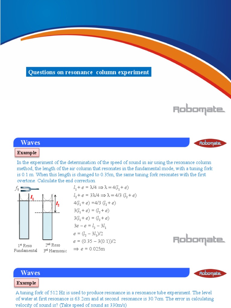 Question On Resonance Column Experiment | PDF