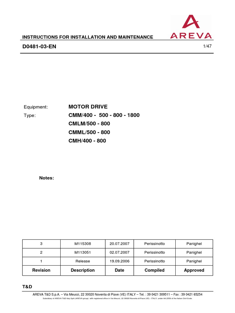 Instructions For Installation and Maintenance: Equipment: Type | PDF ...