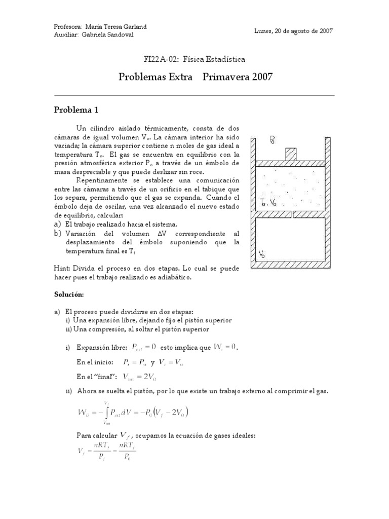 Problemas Extra | PDF | Gases | Temperatura